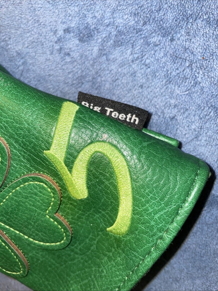BIG TEETH GOLF LUCKY FAIRWAY WOOD HEADCOVER GREEN CLOVER FLEECE LINED ...