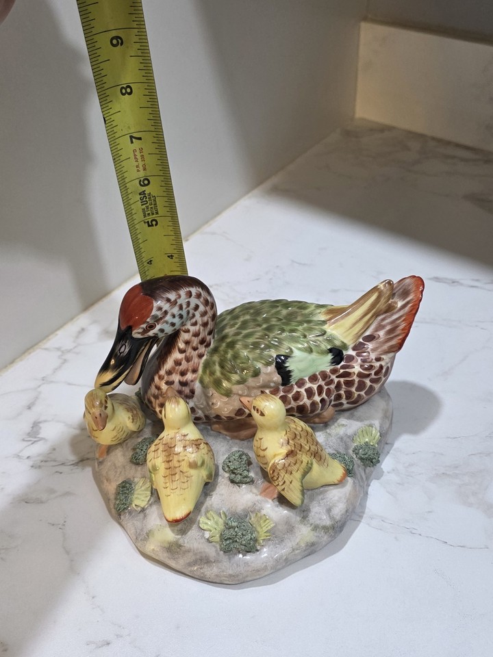 Vintage Mother Duck With Duckling Figurine Ceramic Farm House Spot Bill ...