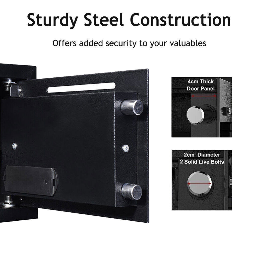 SOLID STEEL SAFE SECURITY HOME OFFICE HOTEL BANK MONEY CASH VALUABLES ...