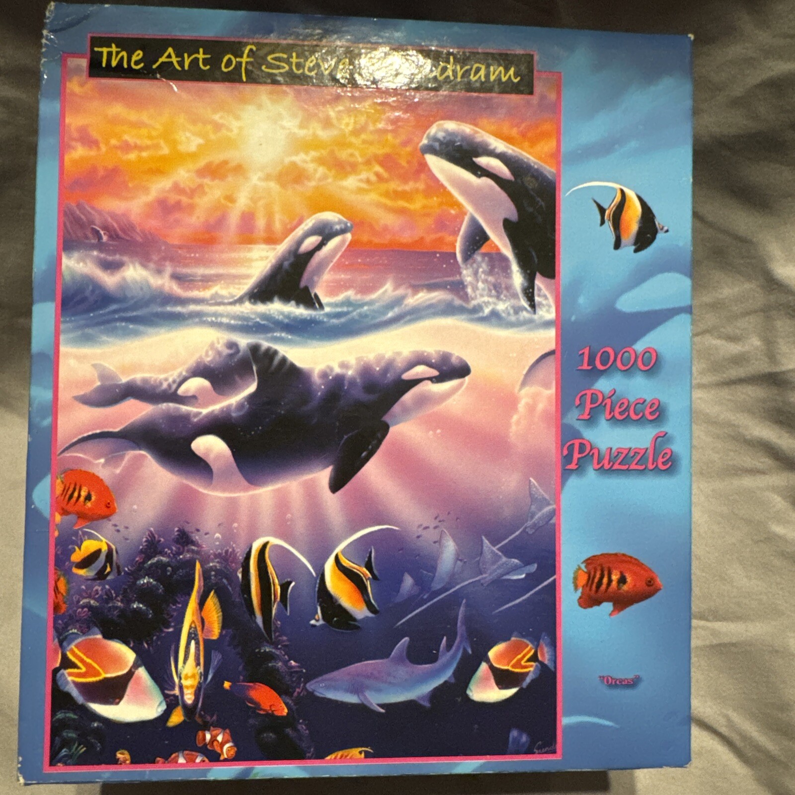 The Art Of Steve Sundram “Orcas” 1000 Piece Jigsaw Puzzle 25” x 18” Box ...