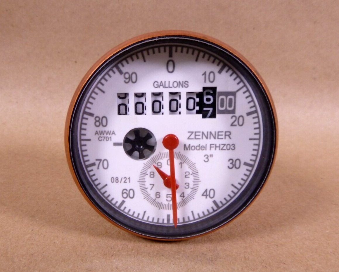 New ZENNER FHZD Fire Hydrant Backflow Meter 3" Register U.S. Gallon ...