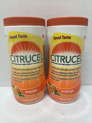2x 30oz Citrucel Fiber Therapy Orange Powder for Occasional ...