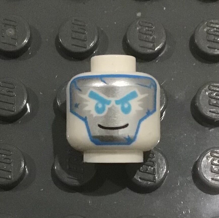LEGO White Minifig Head with Azure and Silver Pattern, Zane | eBay