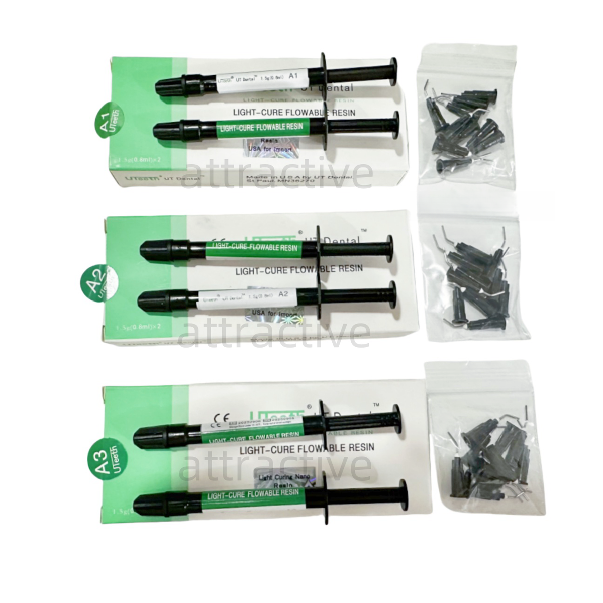 Dental Lab Resin Kit Flowable Resin Kit - 2 Syringes + 10 Tips, A1 A2 ...