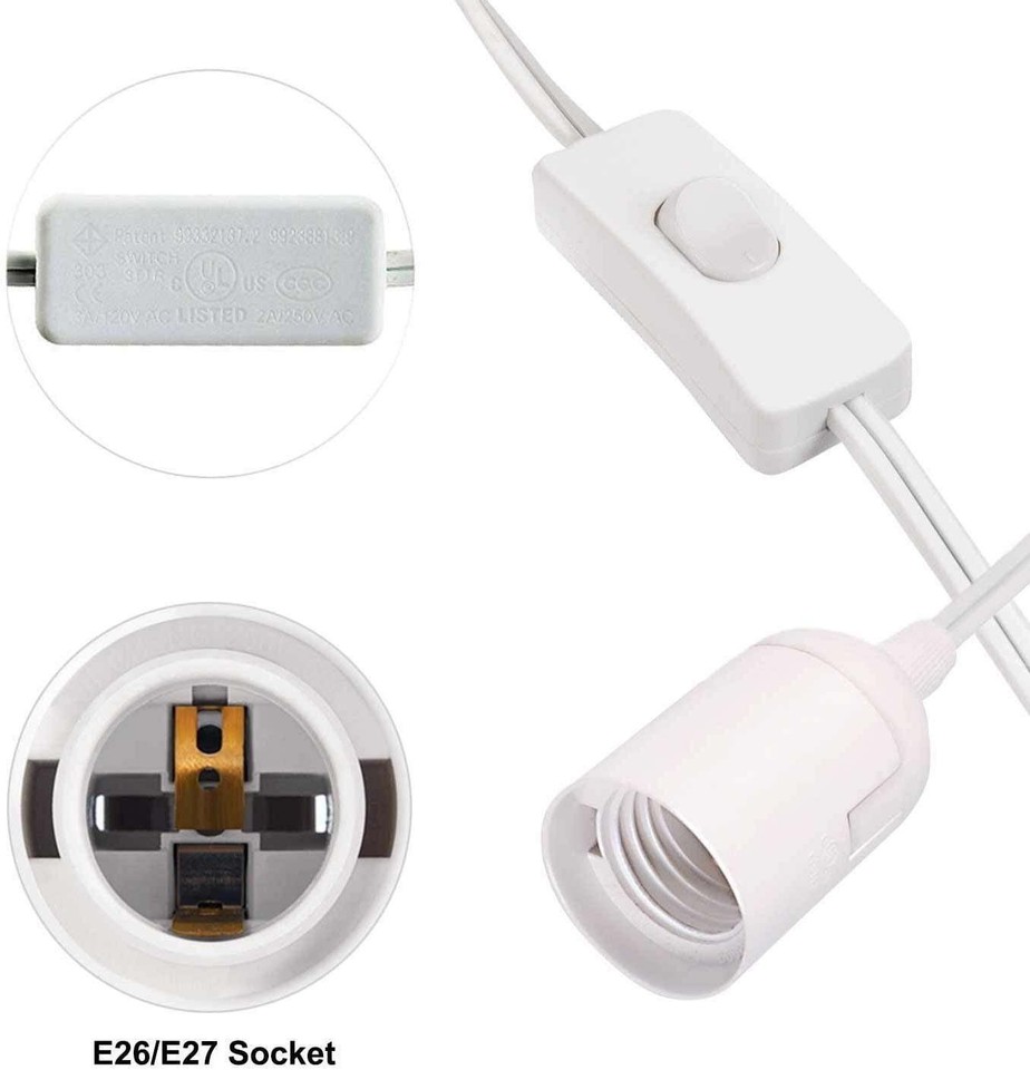 Hanging Lamp Light Cord 20 Feet Lantern Extension Cable with E26 / E27 ...