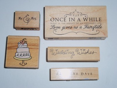 Lot of 5 Wood Mounted Rubber Stamps Wedding Bridal Engagement -051824 ...