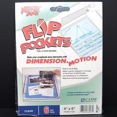 C-Line Memory Book Flip Pockets Clear 4 x 6 inch Scrapbook Pockets 6 ...
