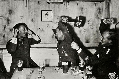 Two German officers partake in a drunken drinking WW2 Photo Glossy 4*6 ...