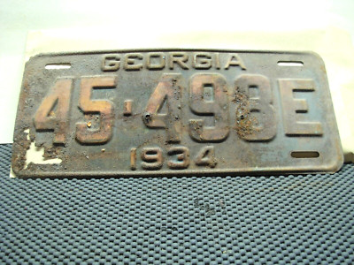 GEORGIA LICENSE PLATE 1934 45.498E RUSTIC | eBay
