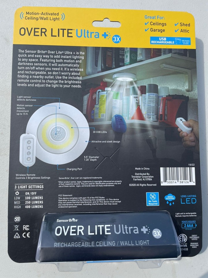 Sensor Brite Over Lite Ultra+ Motion Activated LED Rechargeable Night ...