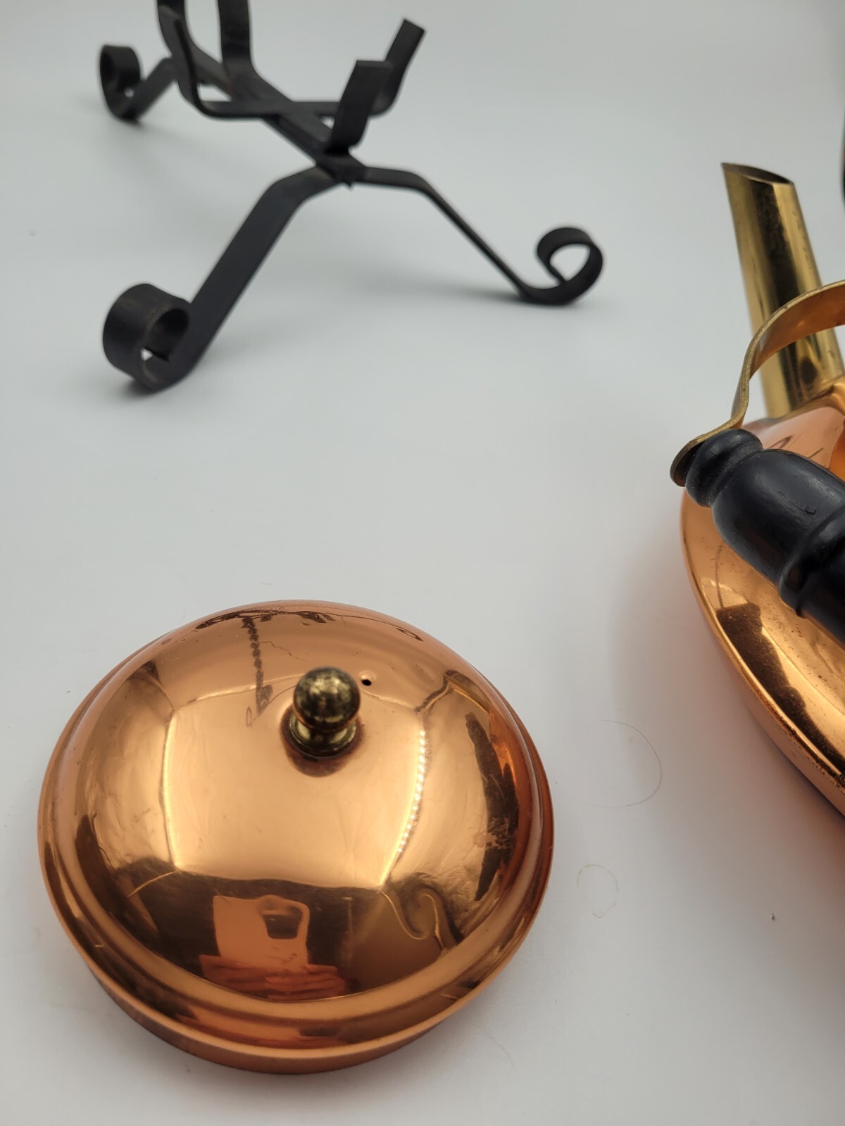 Vintage Coppercraft Guild Copper Tea Pot with Wrought Iron Warming ...