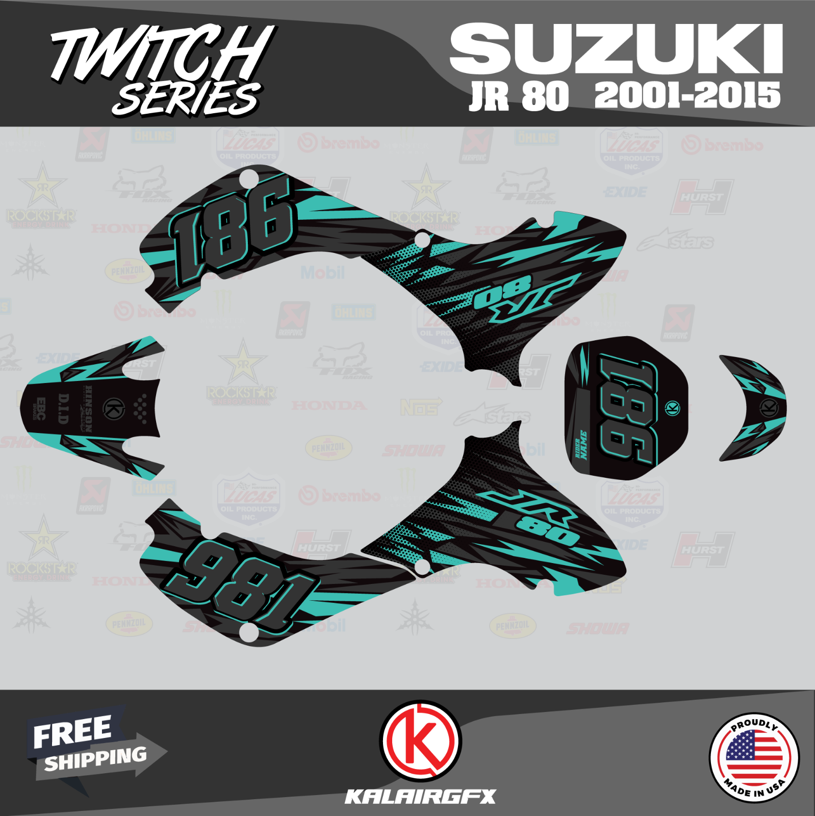 Graphics Kit for SUZUKI JR80 (2001-2015) JR 80 TWITCH-teal | eBay