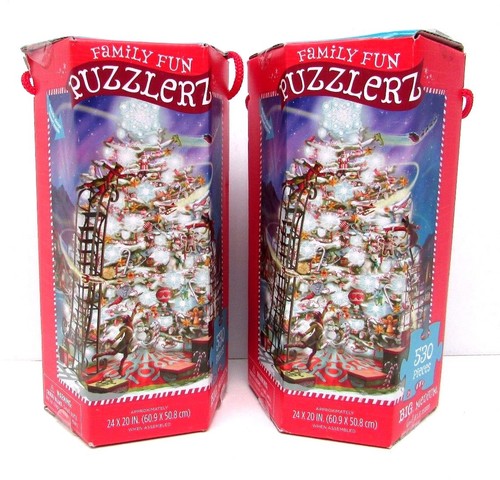 2 Hallmark Family Fun Puzzlerz 530pc Puzzle Elf Decorating Christmas ...