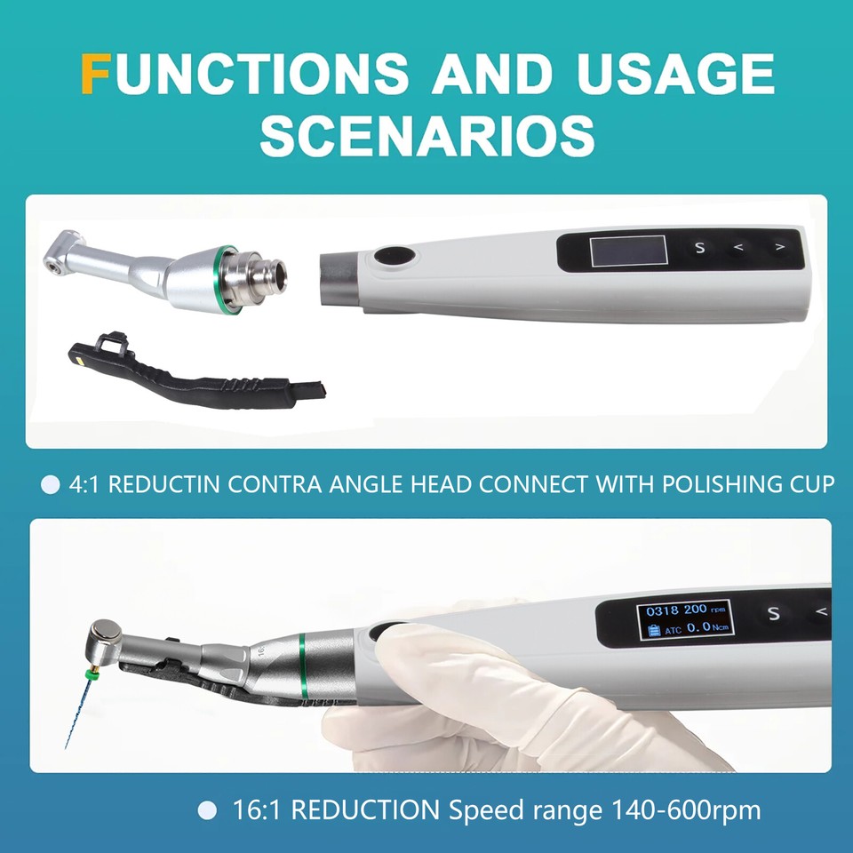 Dental Wireless LED Endo Motor 16:1 Contra Angle/ Apex Locator Root ...