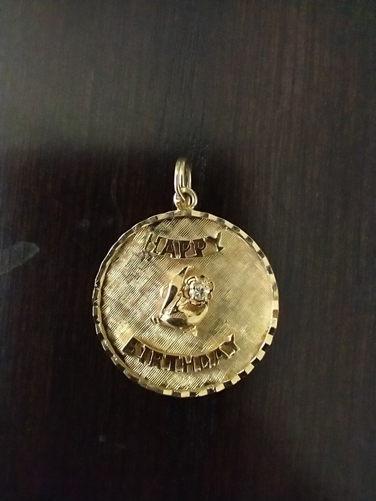 14-kt. Gold Happy Birthday Pendant With Rose and Diam… - Gem