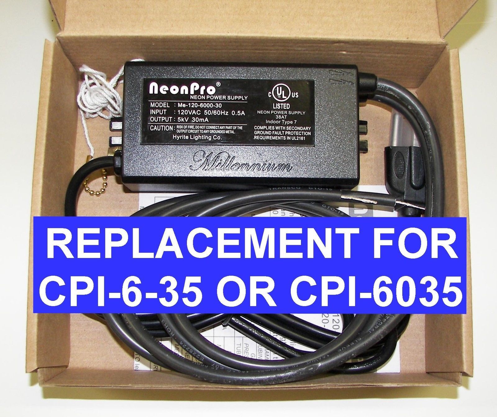 CPI Advanced CPI-6-35 6,000 volt EQUIVALENT Neon transformer power ...