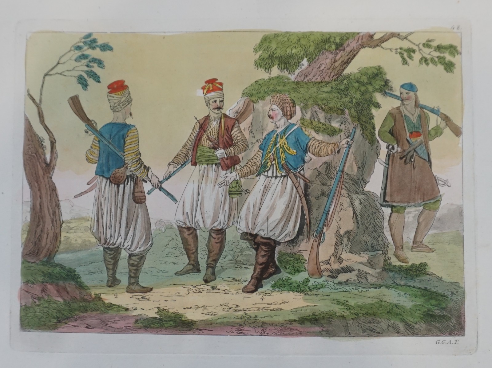 Greek Klephts Warriors Original Hand-Colored Engraving c.1825 Greece | eBay