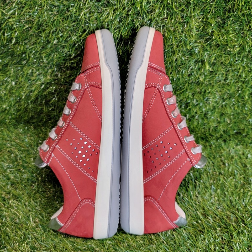 Women's Medicus " HANNE" Red Suede Sneakers Size 7.5 UK/ 9 US Made In ...