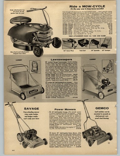 1958 PAPER AD Aqua Lung Navy-Type Lawn Mower Savage Gemco Mow-Cycle ...