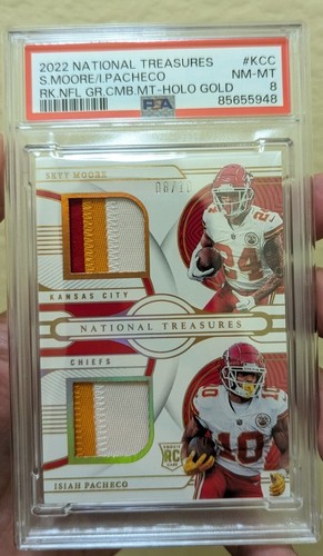 2022 Isiah Pacheco Sky Moore Gold /10 Rc National Treasures Rookie ...