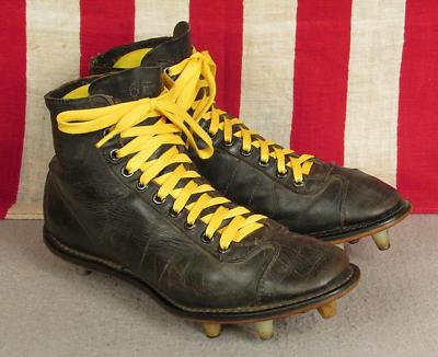 Vintage 1950s MacGregor Black Leather Football Shoes Cleats High Top Sz ...