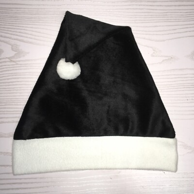 Adult Black Santa Hat ~ FUN XMAS, CHRISTMAS, HOLIDAY, COSTUME, PARTY ...