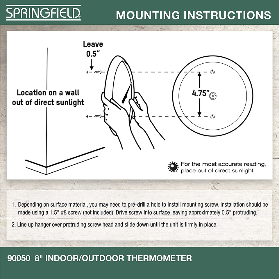 Springfield Indoor Outdoor Big and Bold Dial Thermometer, Wireless ...