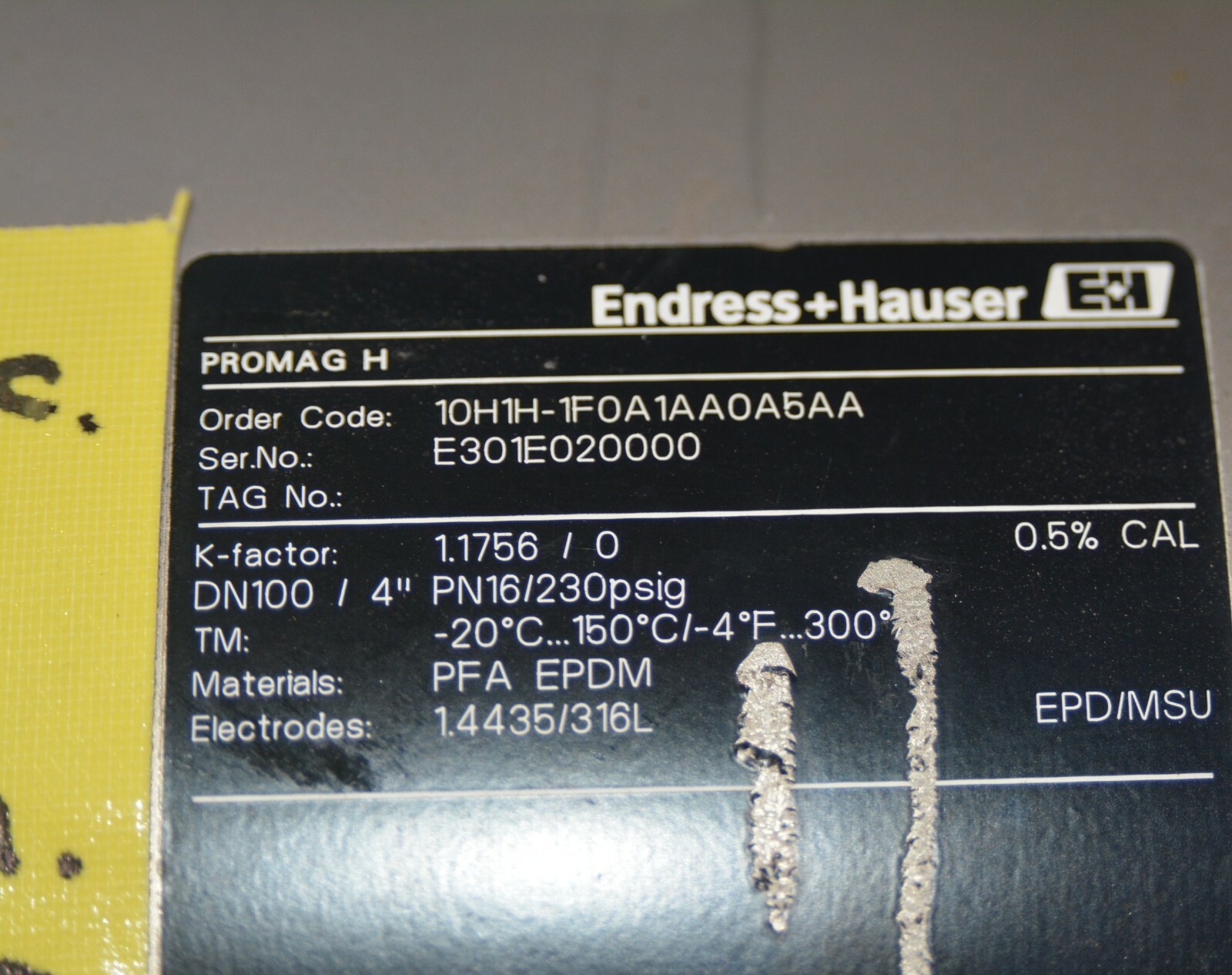 ENDRESS + HAUSER Promag 10/H 4" in 10H1H-1F0A1AA0A5AA mag flow tube ...