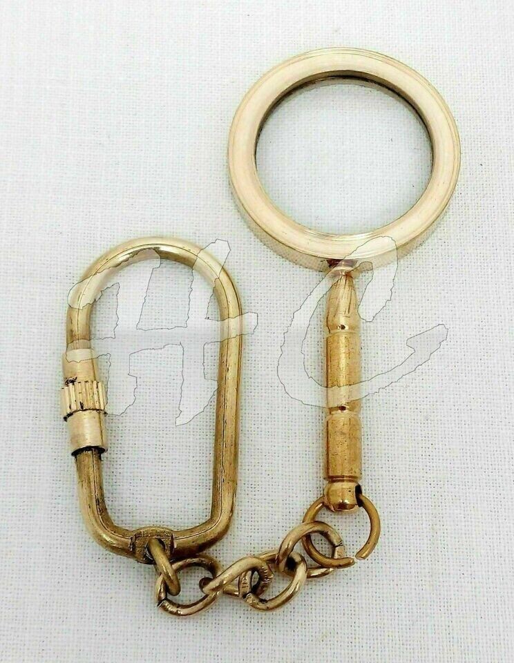 Lot of 100 pcs Antique Brass Magnifying Glass Key Chain Magnifier Key ...