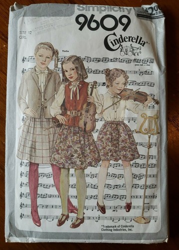 Simplicity 9609 Cinderella Girl SZ 12 Dirndl skirt blouse vest jacket ...