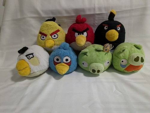 Angry Birds Plush Lot of 7 Red, Bomb, Chuck, Blue, White, Mustache ...