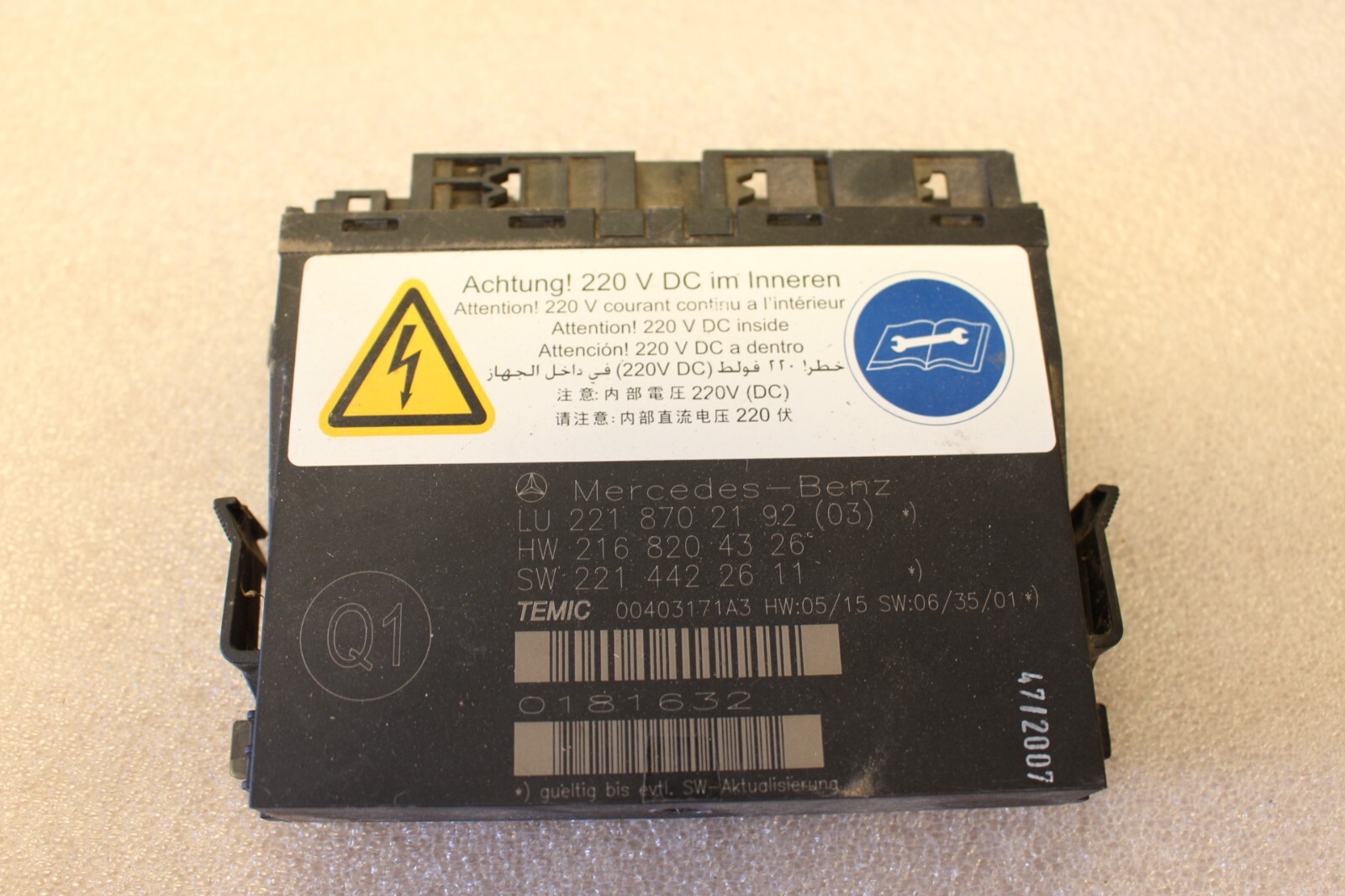 W221 W216 Mercedes Seat Control Unit Module Computer Multicontour ...