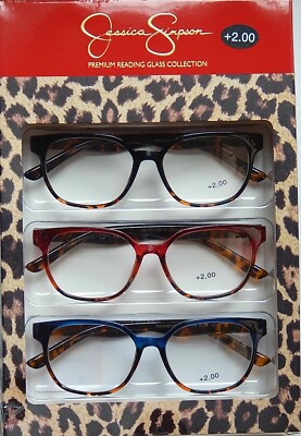 JESSICA SIMPSON 3-PACK PREMIUM READING GLASSES READERS +1.50+2.00+2.50 ...