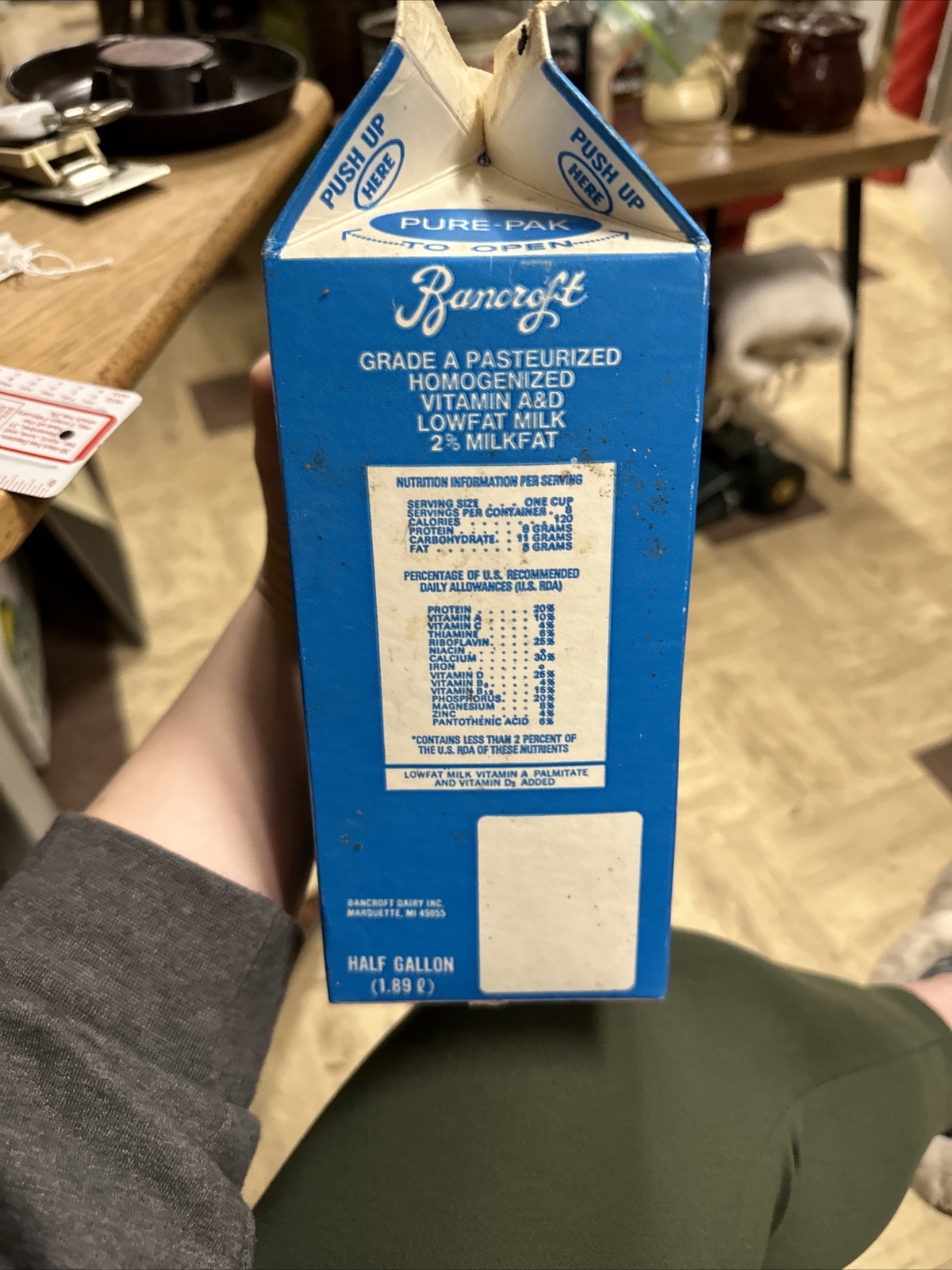 Bancroft Dairy Milk Box Half Gallon With Pink Container Marquette Mi ...