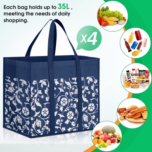 Reusable Grocery Bags Foldable Tote Bags Bulk With Reinforced Handles ...