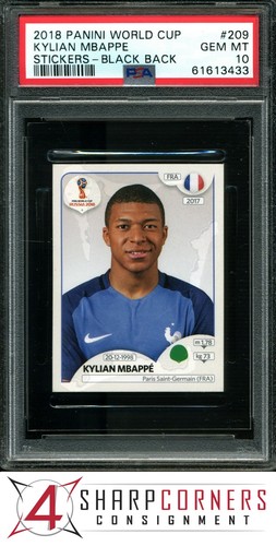 2018 PANINI WORLD CUP STICKERS #209 KYLIAN MBAPPE BLACK BACK PSA 10 | eBay