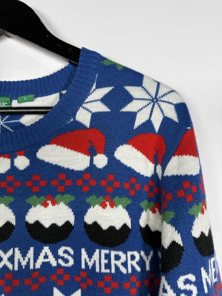 CHRISTMAS PENGUIN Jumper - Large - Blue - Great Condition -Men’s | eBay