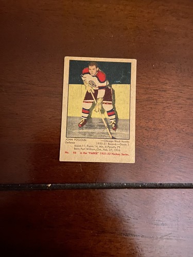 1951-52 Parkhurst Hockey John Fogolin Chicago Black Hawks #46 EX-MT | eBay