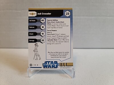 Star Wars Miniatures Jedi Crusader Jedi Academy Set Uncommon #2/40 Card ...