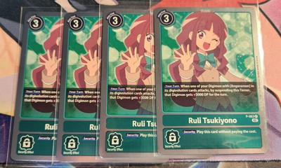 x4 Playset Digimon RULI TSUKIYONO Green Tamer Foil Promo Card P-063 | eBay