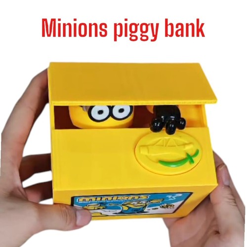 Minions piggy bank automatic money coin steal electronic box plastic ...
