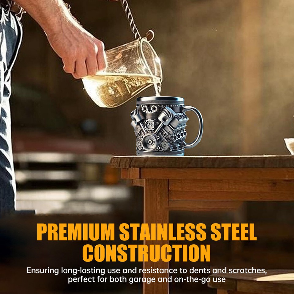 Unique 3D Car Engine Mugs Cup Stainless Steel Coffee Mug V8 Engines ...