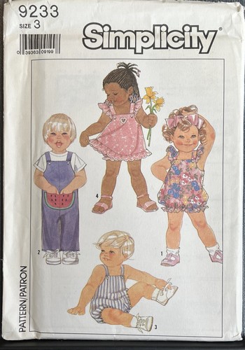 Jumpsuit Bibs Romper Dress Panties Simplicity Sewing Pattern 9533 Size ...