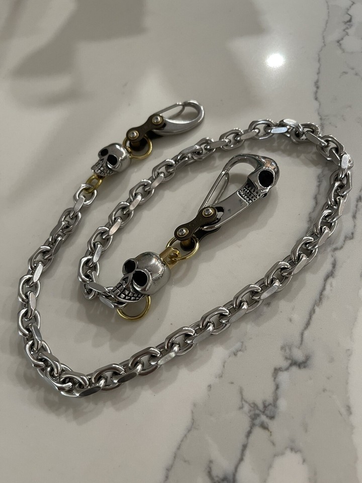 EDC Biker Wallet Chain 24.5in/62.23cm, Stainless Steel SKULL Carabiner ...