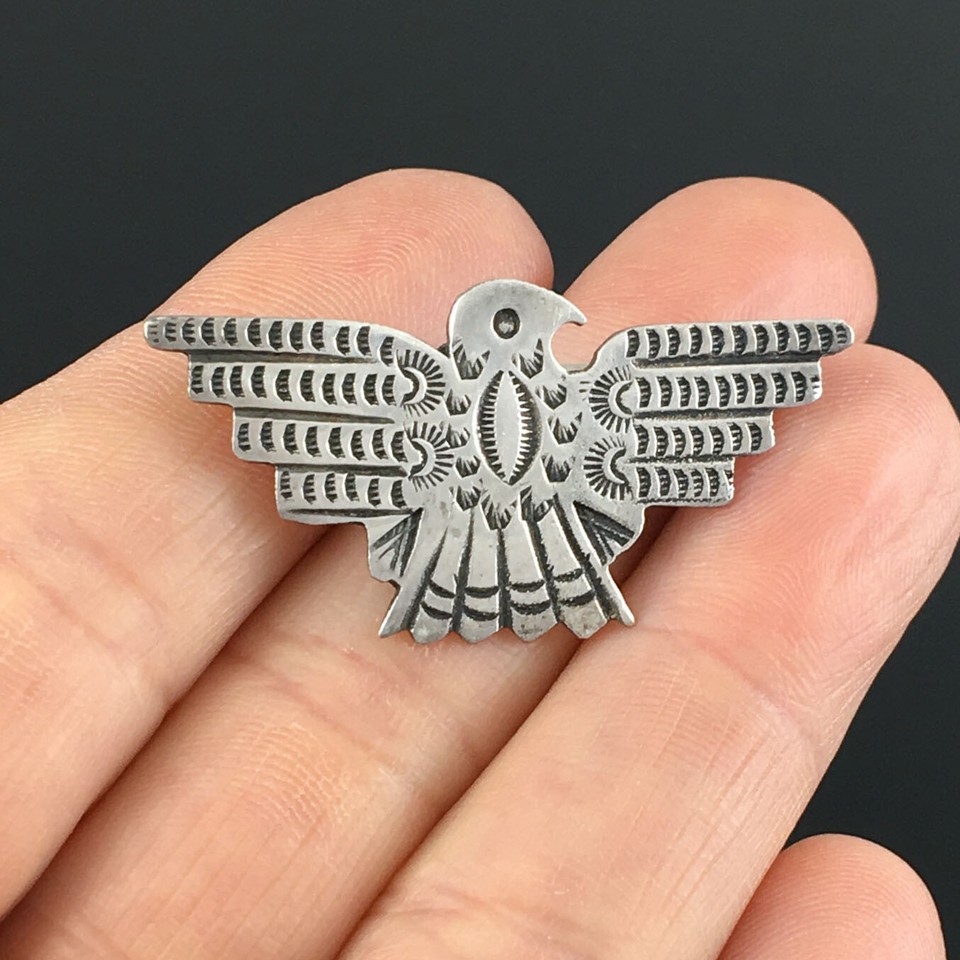 NATIVE AMERICAN NAVAJO HAND STAMPED SILVER THUNDERBIRD PIN | eBay