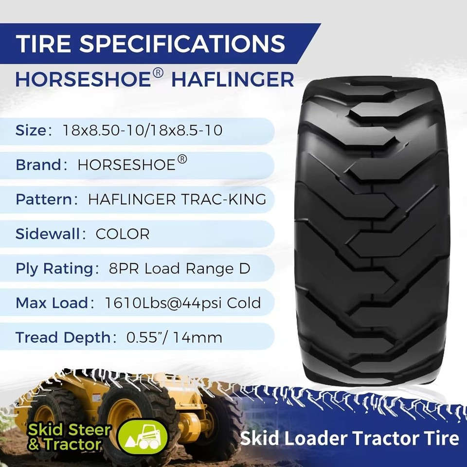2 New 27x10.50-15 Skid Steer Tires 12PR HAFLINGER Heavy Duty Rim Guard ...