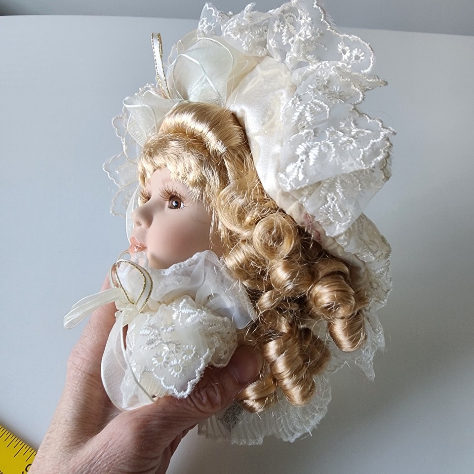 Victorian Style Porcelain Doll Head Ornament Hand Painted Hanging Decor ...