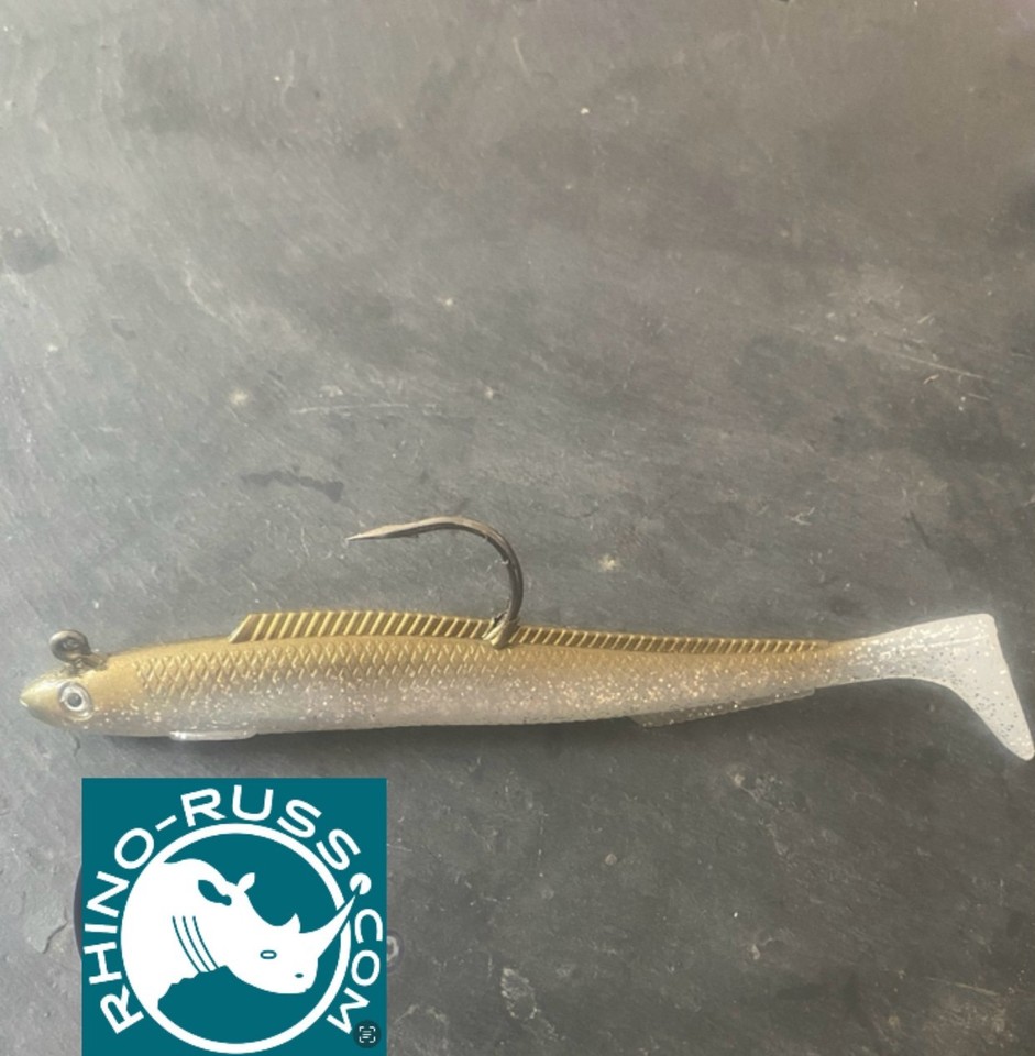 3 x Sandeel Khaki Savage sea Fishing Lures Jighead Bass Pollock Wreck ...