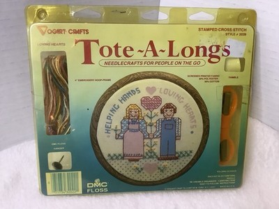 Vtg Stamped Cross Stitch Kit Helping Hands Tote-A-Longs Style #202b | eBay