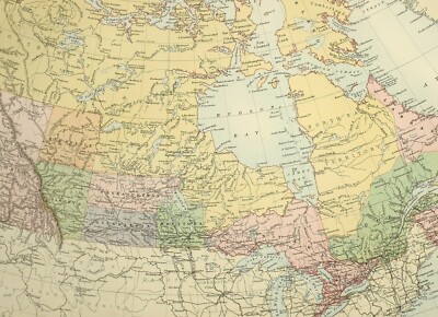 1890 ANTIQUE MAP ~ DOMINION OF CANADA ONTARIO MONTREAL NEWFOUNDLAND ...